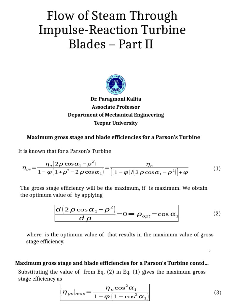 Flows Through Impulse Reaction Turbine Blades - Part - II | PDF ...