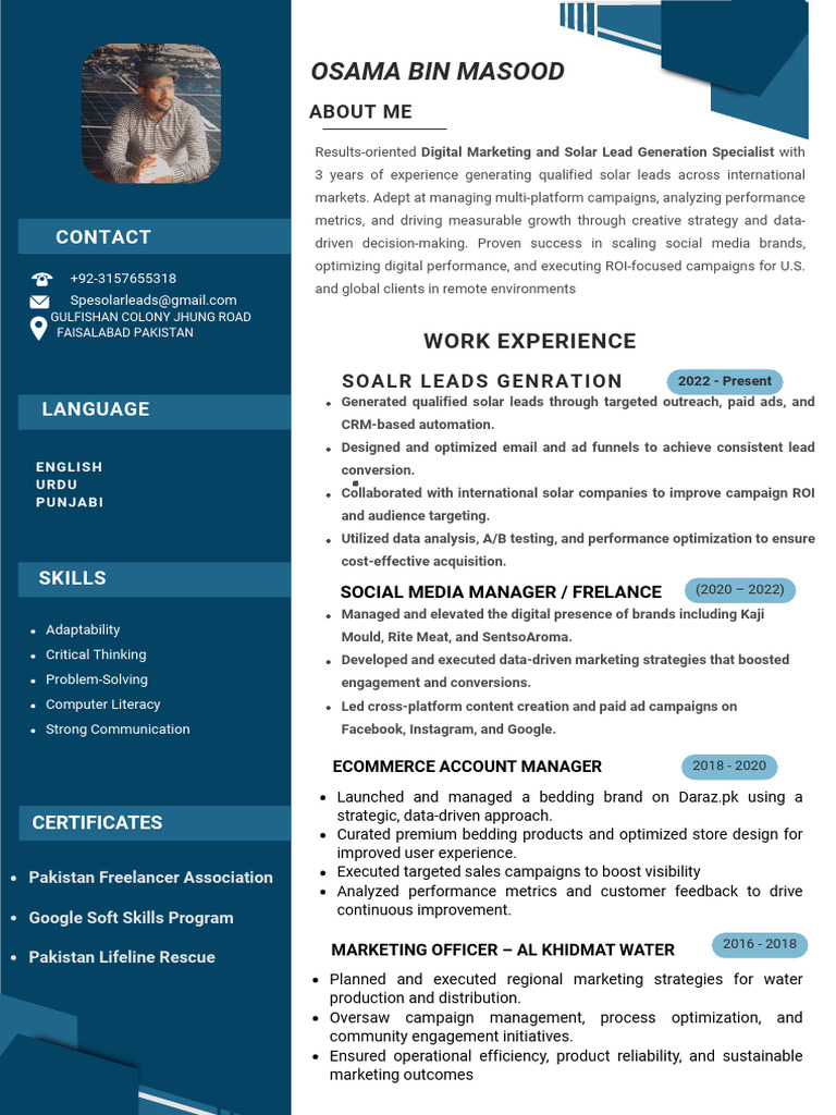Osama Masood Cv2025 | PDF | Digital Marketing | Mass Media