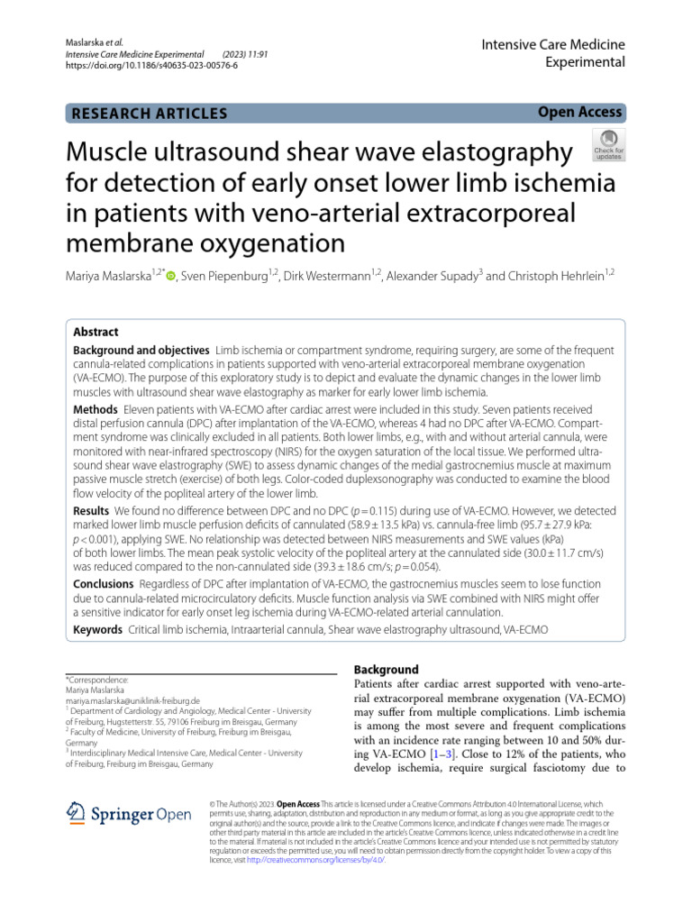 s40635-023-00576-6 (1) | PDF | Human Leg | Ischemia