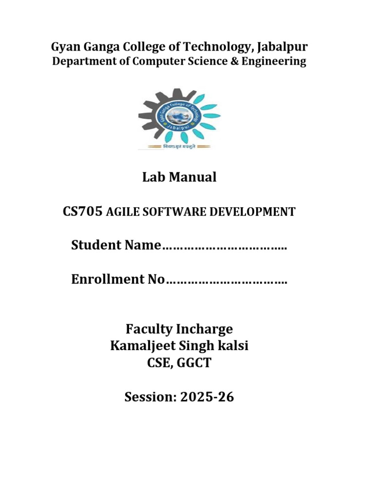 CS705 ASD Lab Manual | PDF | Scrum (Software Development) | Agile Software Development