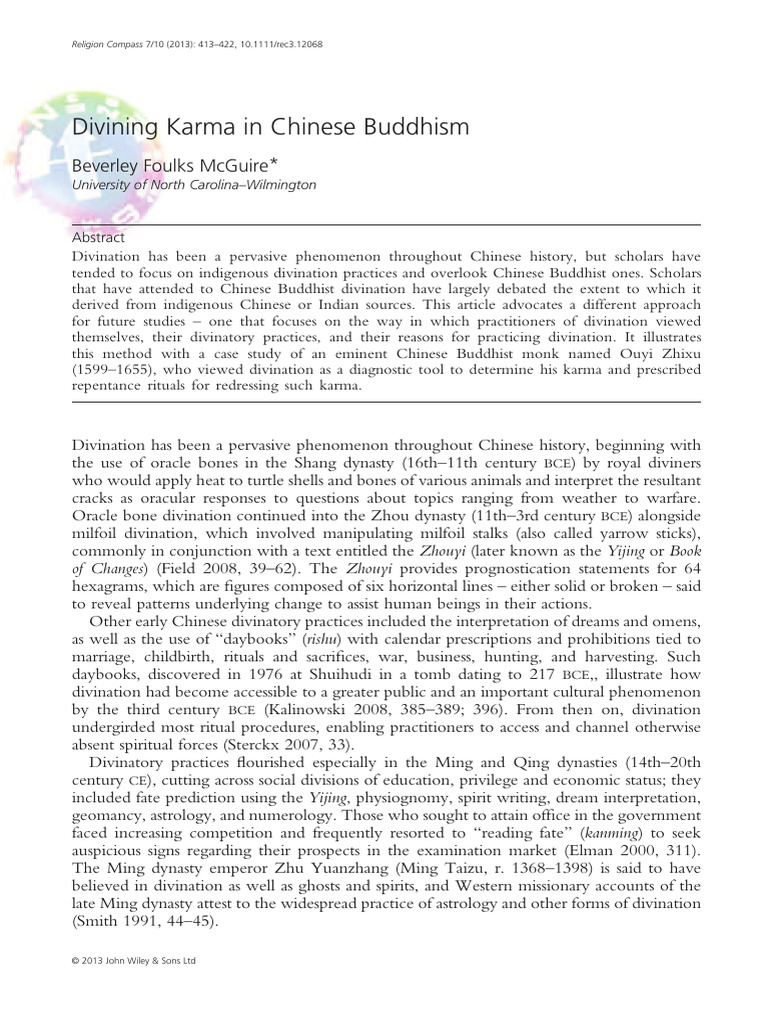 Divining Karma in Chinese Buddhism | PDF | Karma | Bodhisattva