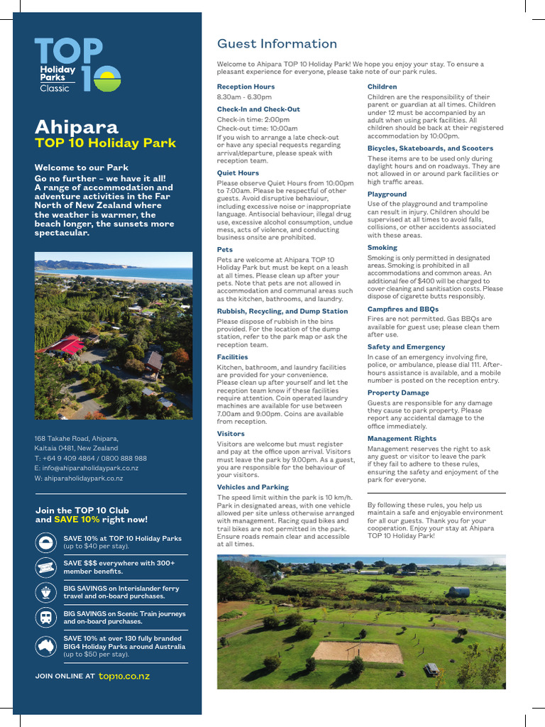 Ahipara Holiday Park Guest Rules | PDF