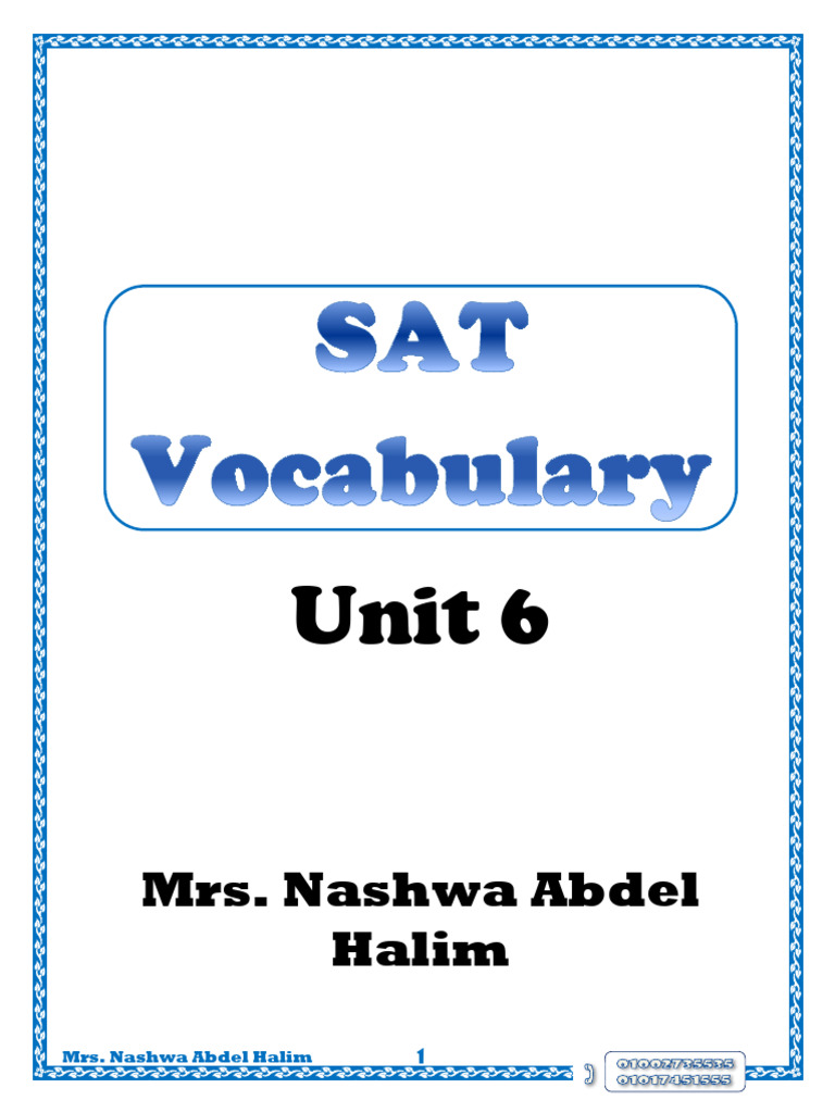 SAT-Vocabulary Unit 6 | PDF