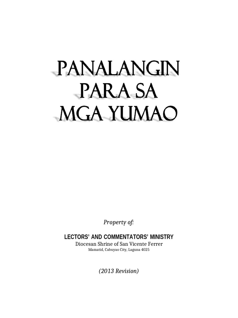 Edited Panalangin para Sa Yumao Bihilya | PDF