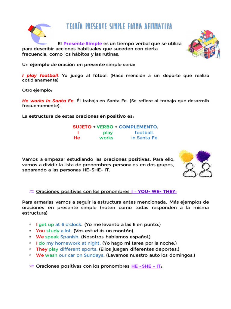 Teoría Presente Simple | PDF | Verbo | Asunto (gramática)