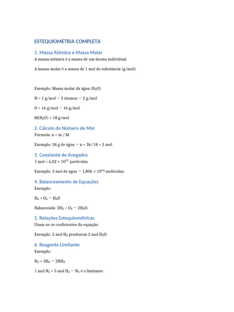 Fundamentos de Estequiometria Química | PDF