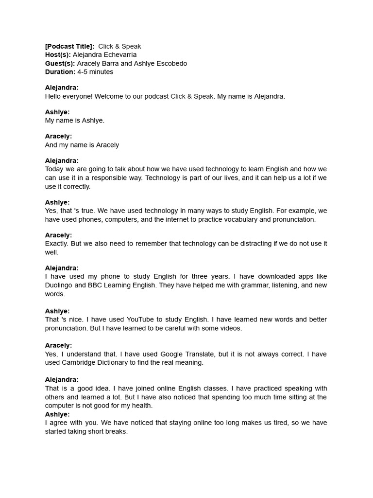 Podcast Ingles | PDF | English Language | Applied Linguistics