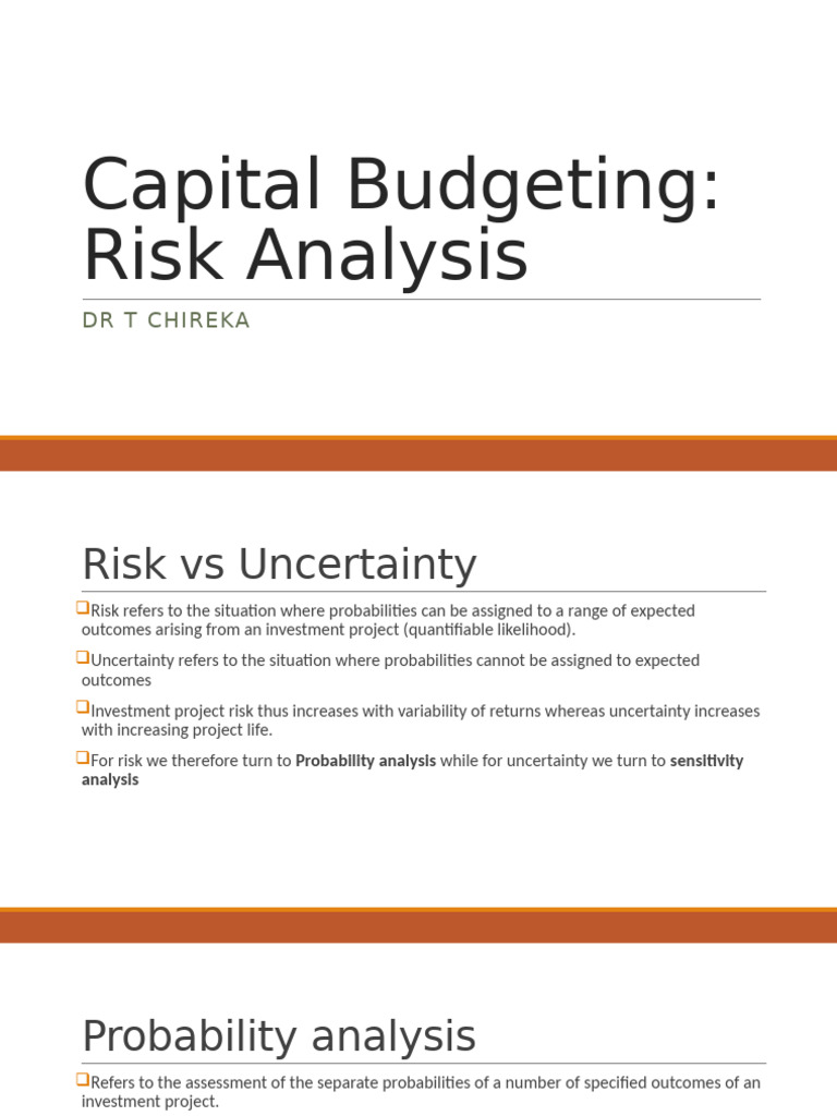 WEEK 9 Capital Budgeting_Risk Analysis CLASS NOTES | PDF | Net Present ...