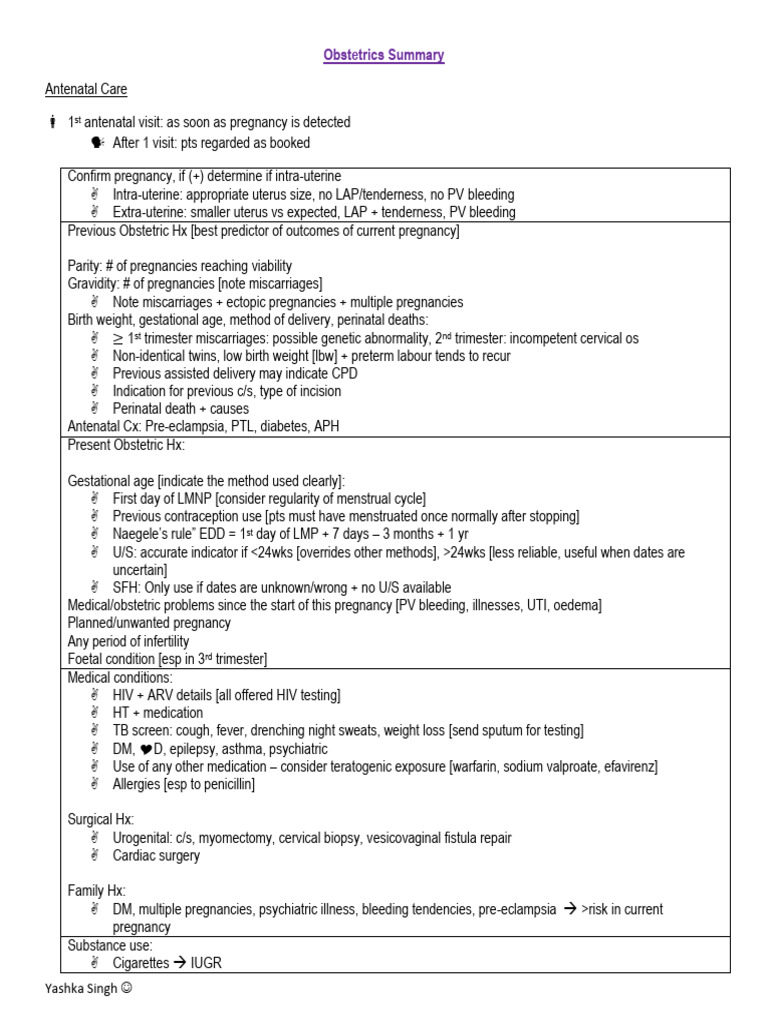 2018 OBSTETRICS SUMMARY | PDF | Gestational Diabetes | Pregnancy