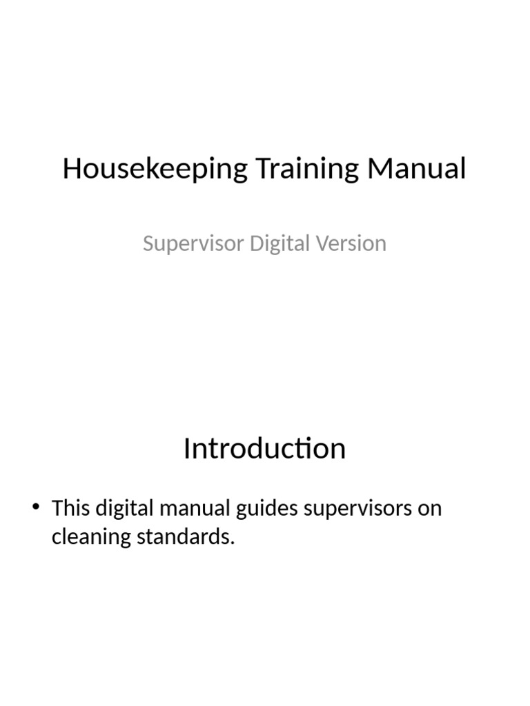 Housekeeping Supervisor Manual | PDF