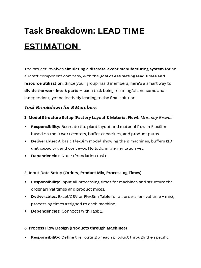 Task Breakdown Lead Time Estimation | PDF | Routing | Simulation