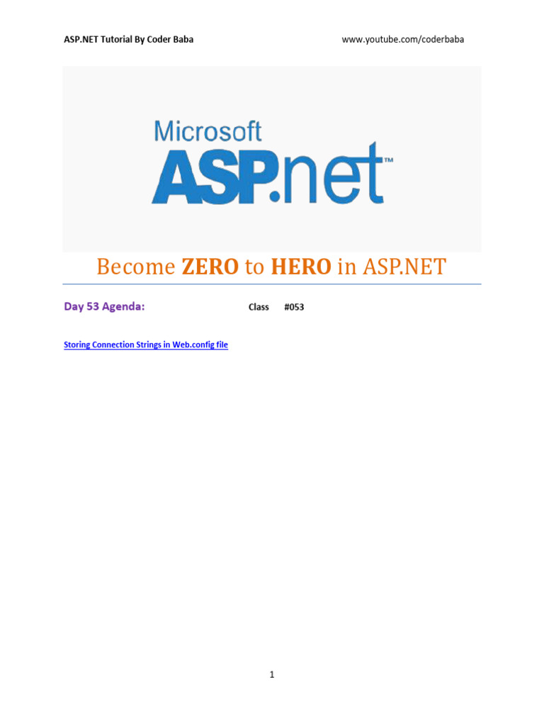 Day 53 Storing Connection Strings in Web - Config File | PDF | Computer Programming | Computing