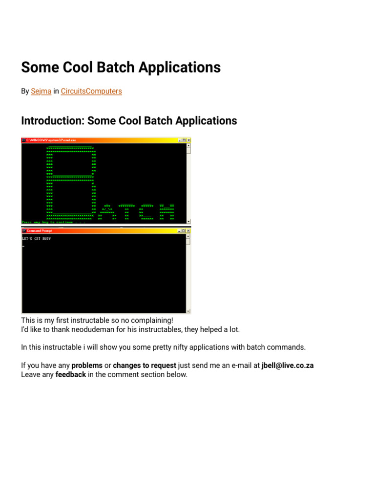 Some Cool Batch Applications - 6 Steps - Instructables | PDF ...