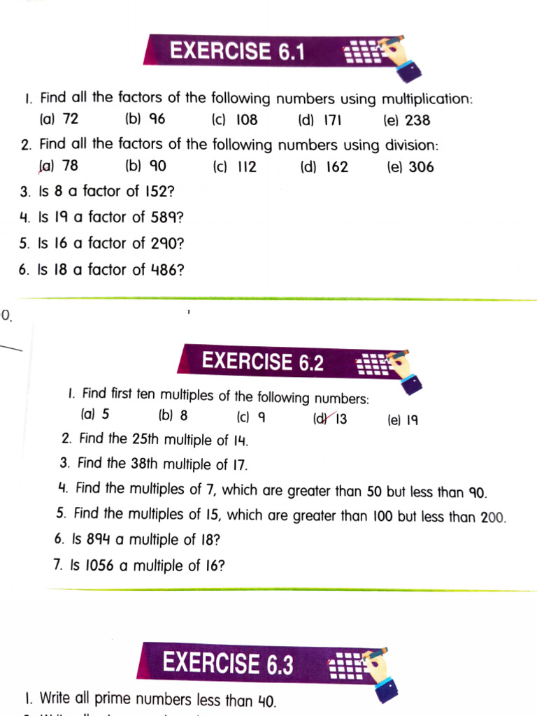 Factors, Multiples, and Divisibility Exercises | PDF | Mathematics | Chess