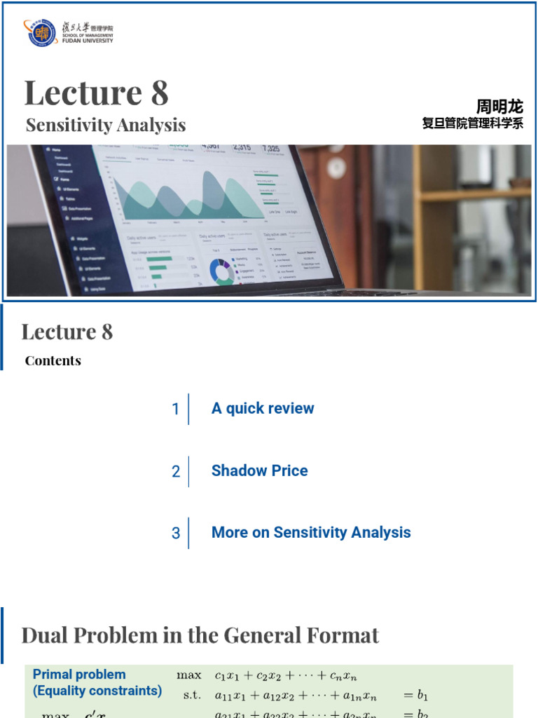 Lecture8-Shadow Price and Sensitivity Analysis 2 | PDF | Linear Programming | Applied Mathematics