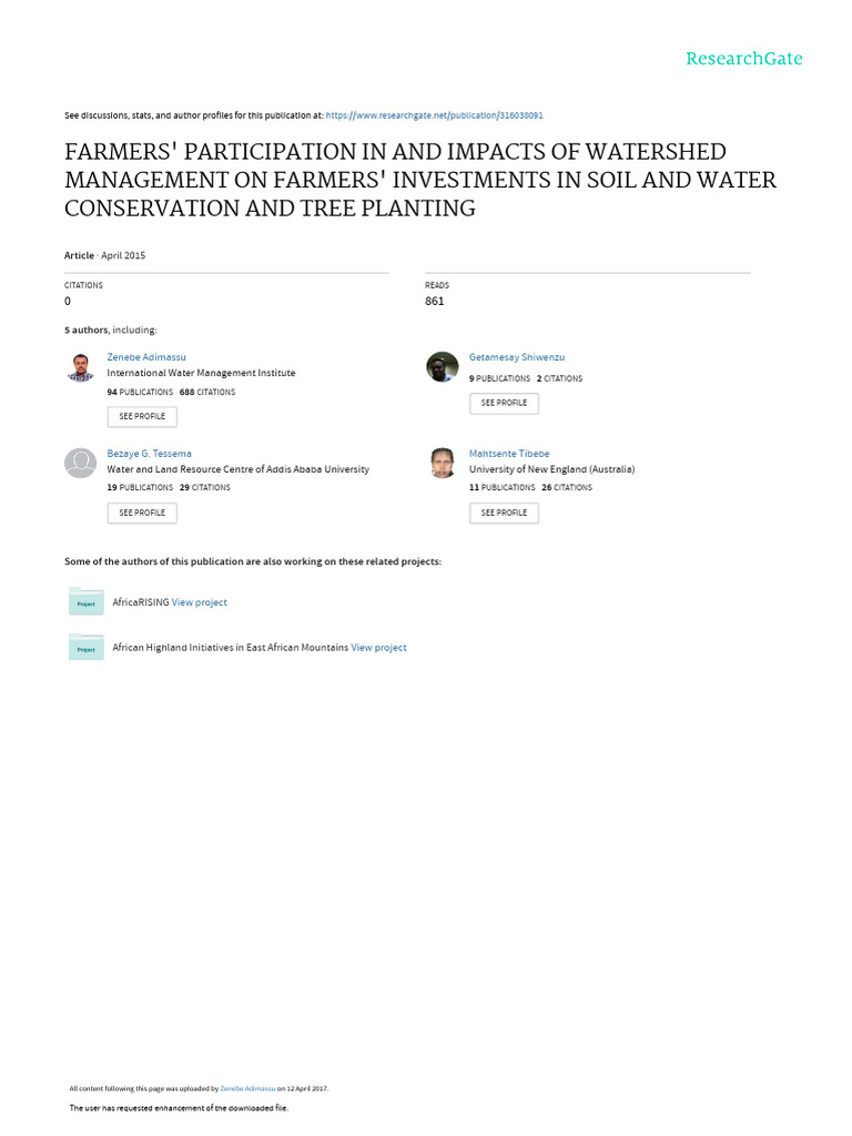 10 Articles Zenebe Adimassuetal 2015 | PDF | Manure | Surface Runoff
