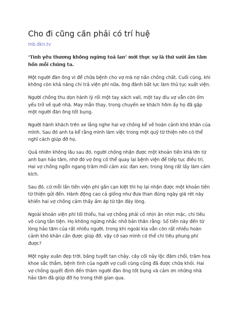 Cho Di Cung Can Co Tri Hue | PDF