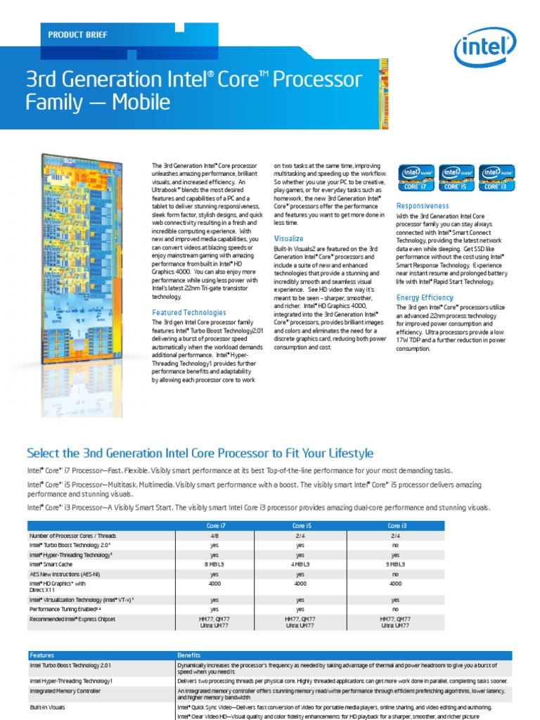 3rd Gen Core Family Mobile Brief | PDF | Central Processing Unit ...