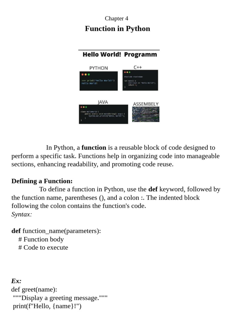 Chapter 4 - Functions | PDF | Parameter (Computer Programming) | Anonymous Function