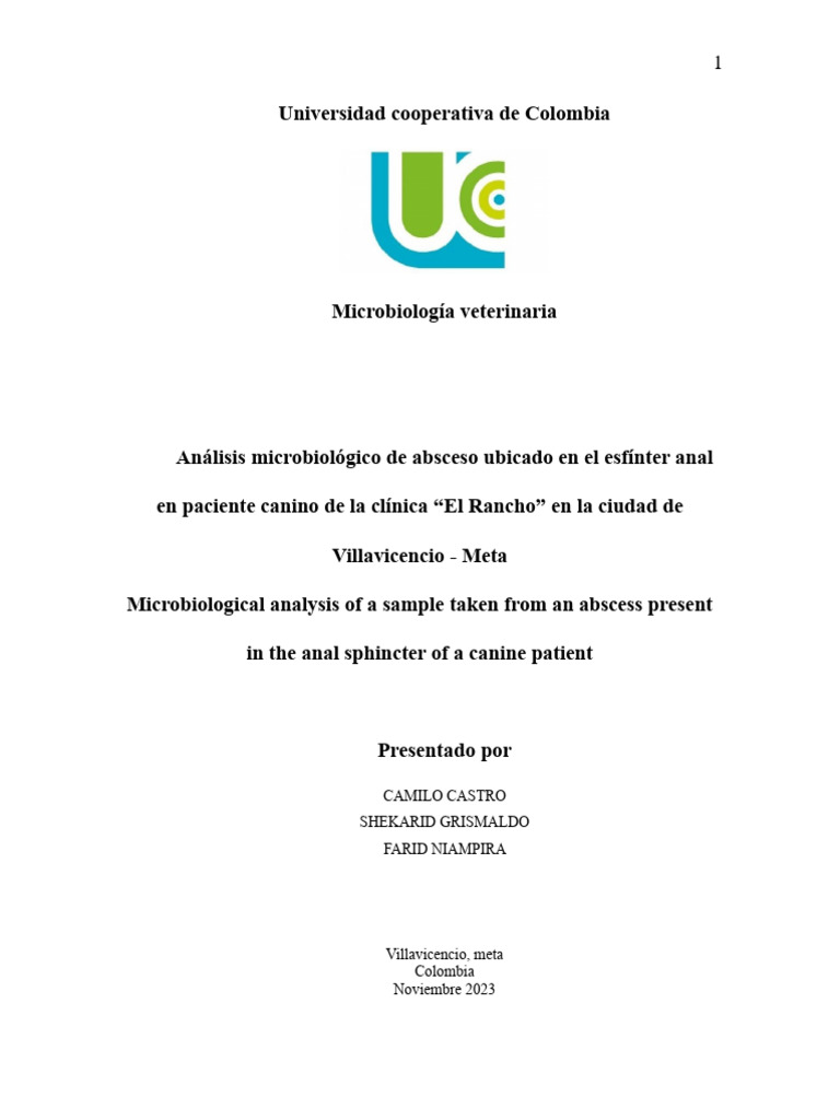 Análisis microbiológico de absceso ubicado en el esfínter anal en ...