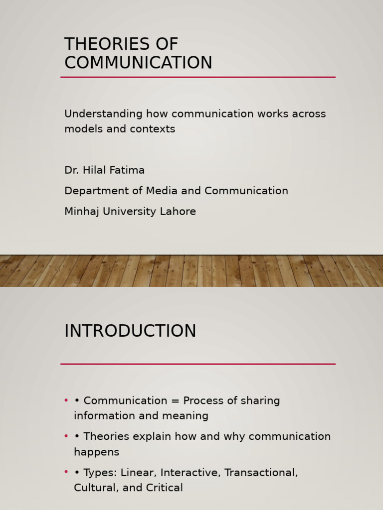 Overview of Theories of Communication | PDF