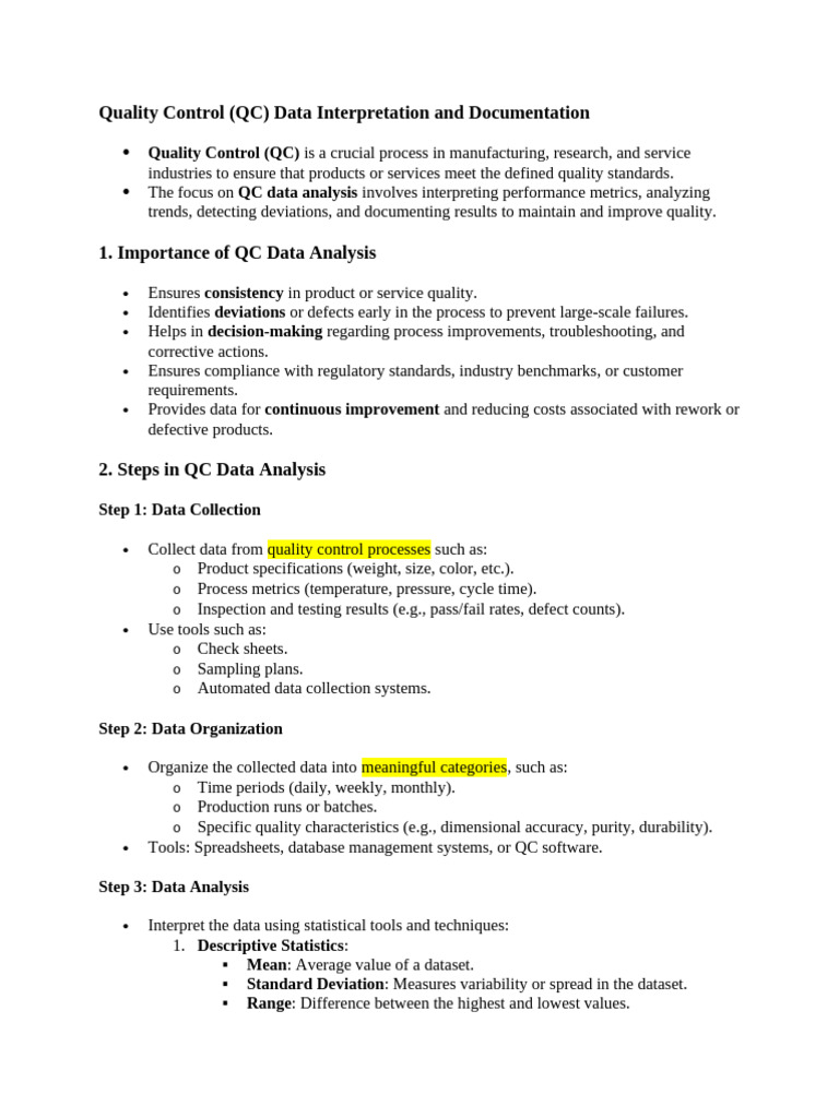 QC Data Interpretation and Docum | PDF | Data Analysis | Statistics