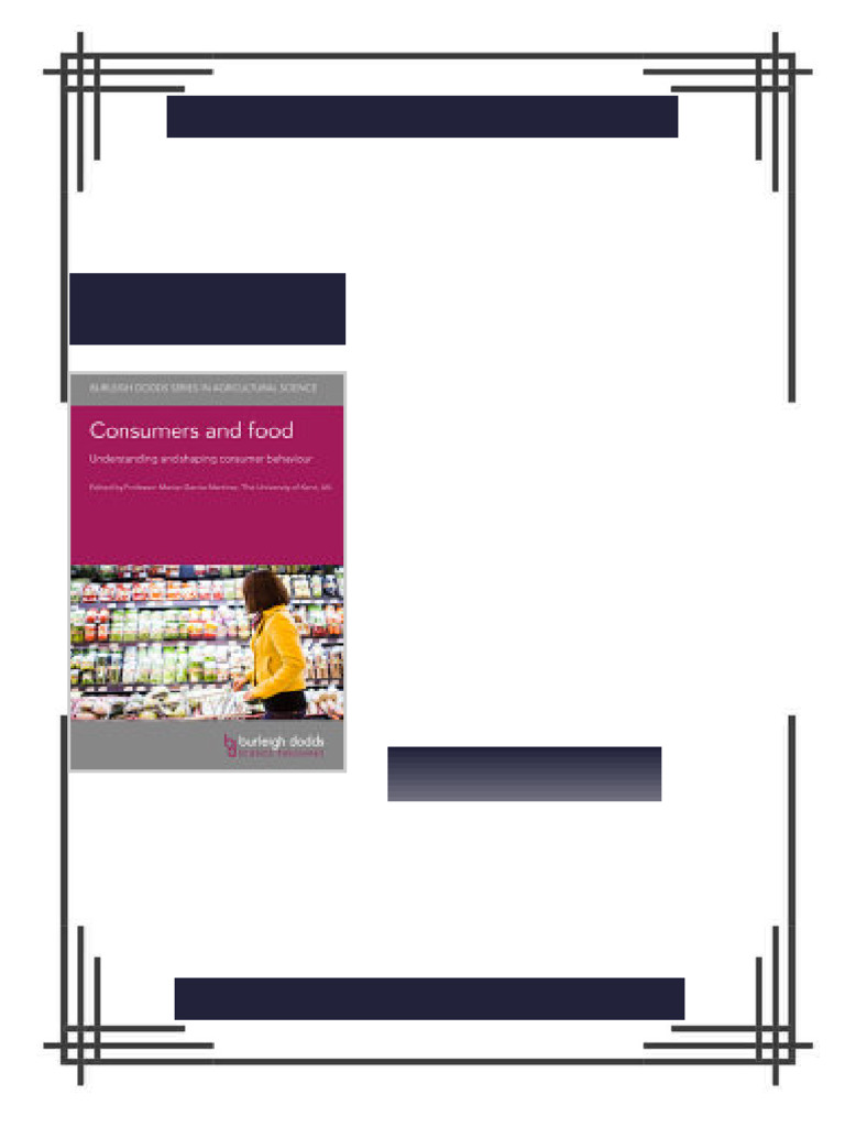 Consumers and Food Understanding and Shaping Consumer Behaviour 1st ...