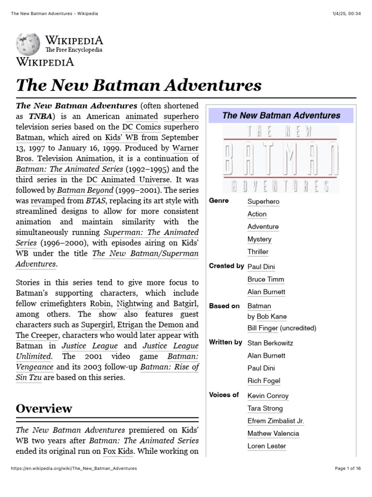 The New Batman Adventures - Wikipedia | PDF | Batman | Dc Comics