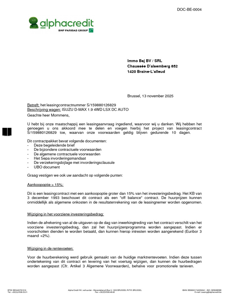 Contract Doc Pack NL S159880126829 | PDF