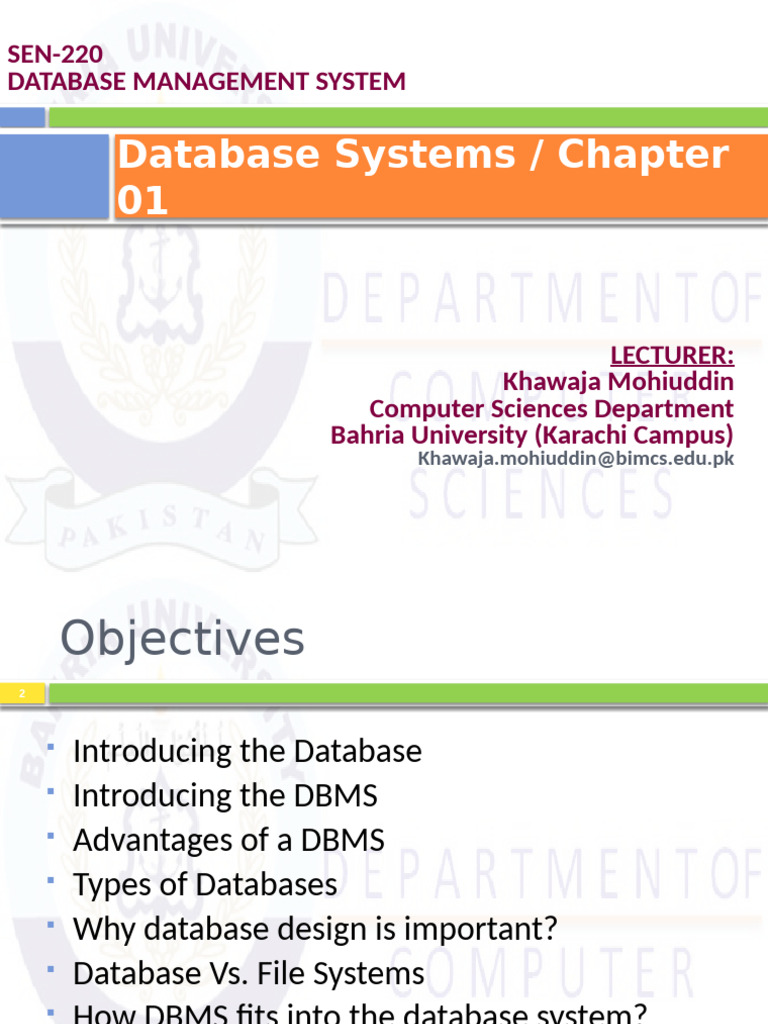 SEN-220 Lecture02 DatabaseSystems | PDF | Databases | Database Design