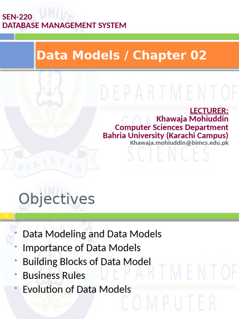 SEN-220 Lecture03 DataModels | PDF | Data Model | Relational Database