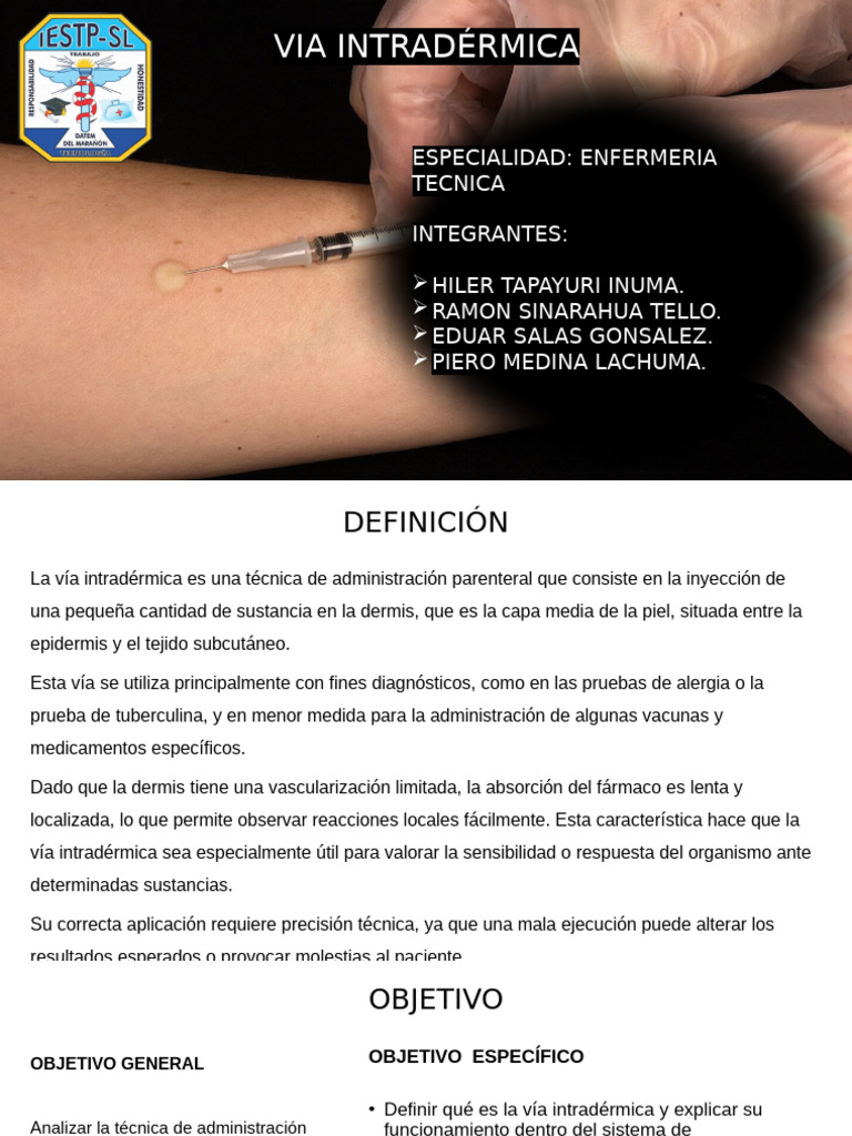 Via Intradermica | PDF | Inyección (medicina) | Medicamentos con receta