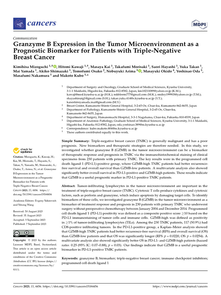 Granzyme B Expression in The Tumor Microenvironmen | PDF ...