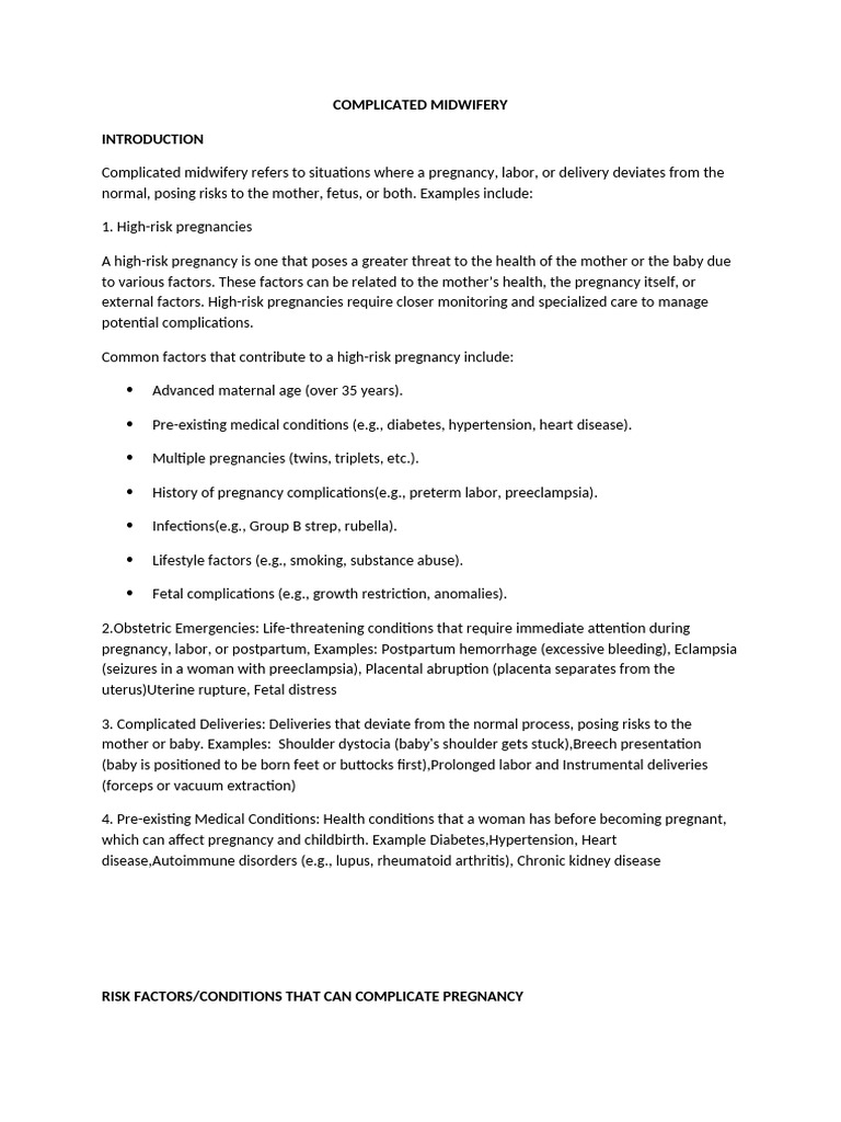 Complicated Midwifery Note 2nd Yr 2nd Sem Mrs Emelda Ojei | PDF ...