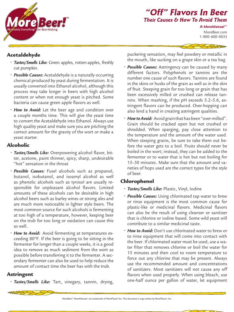 Off Flavors - More Beers | PDF