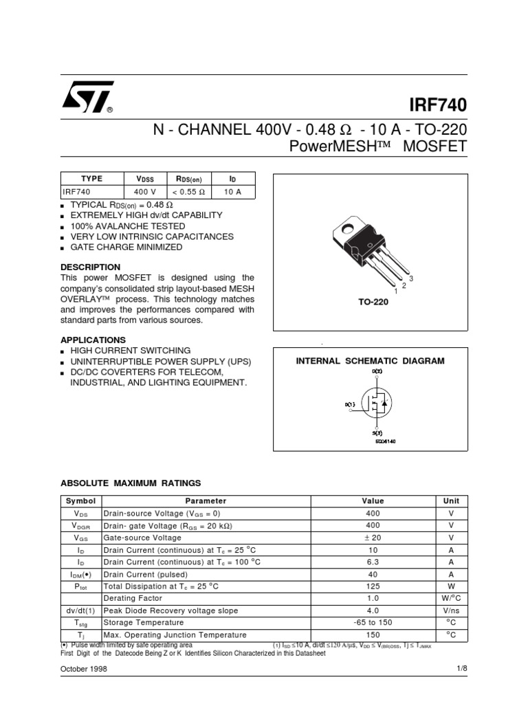 FET - Inverter12v - IRF740 | PDF | Field Effect Transistor | Mosfet