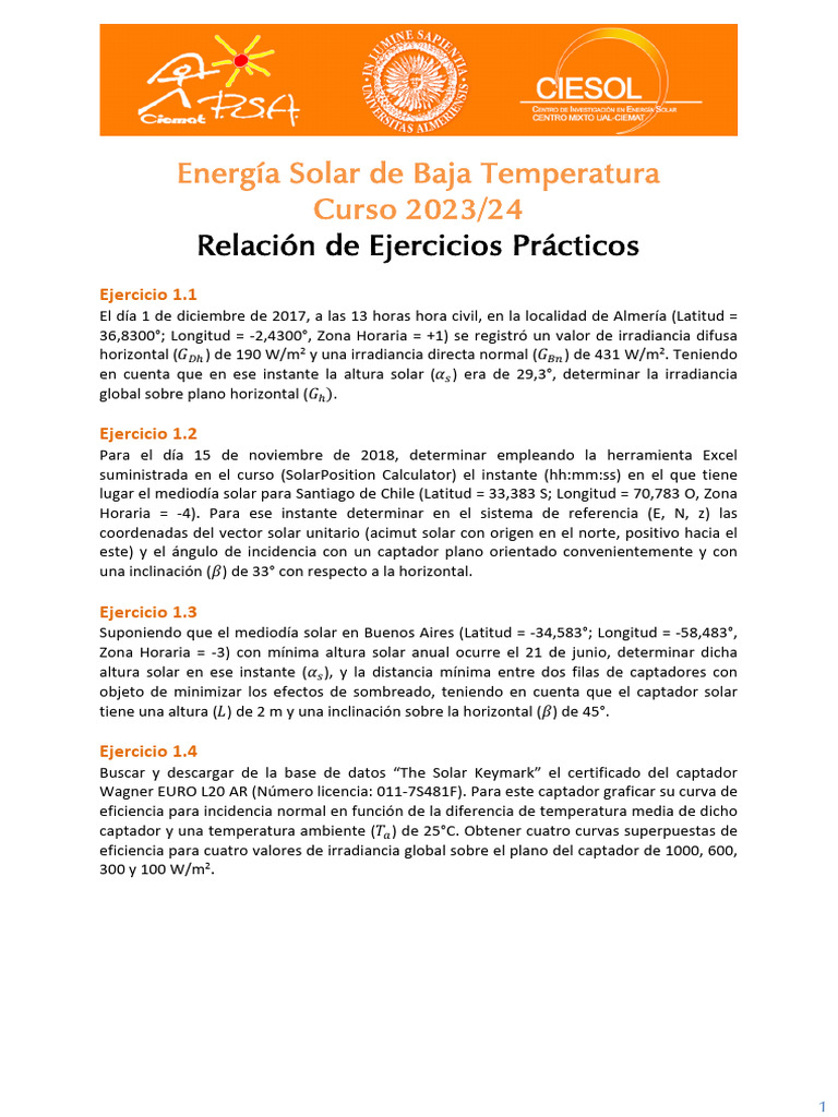 ESBT - Relacion Ejercicios 1 | PDF | Temperatura