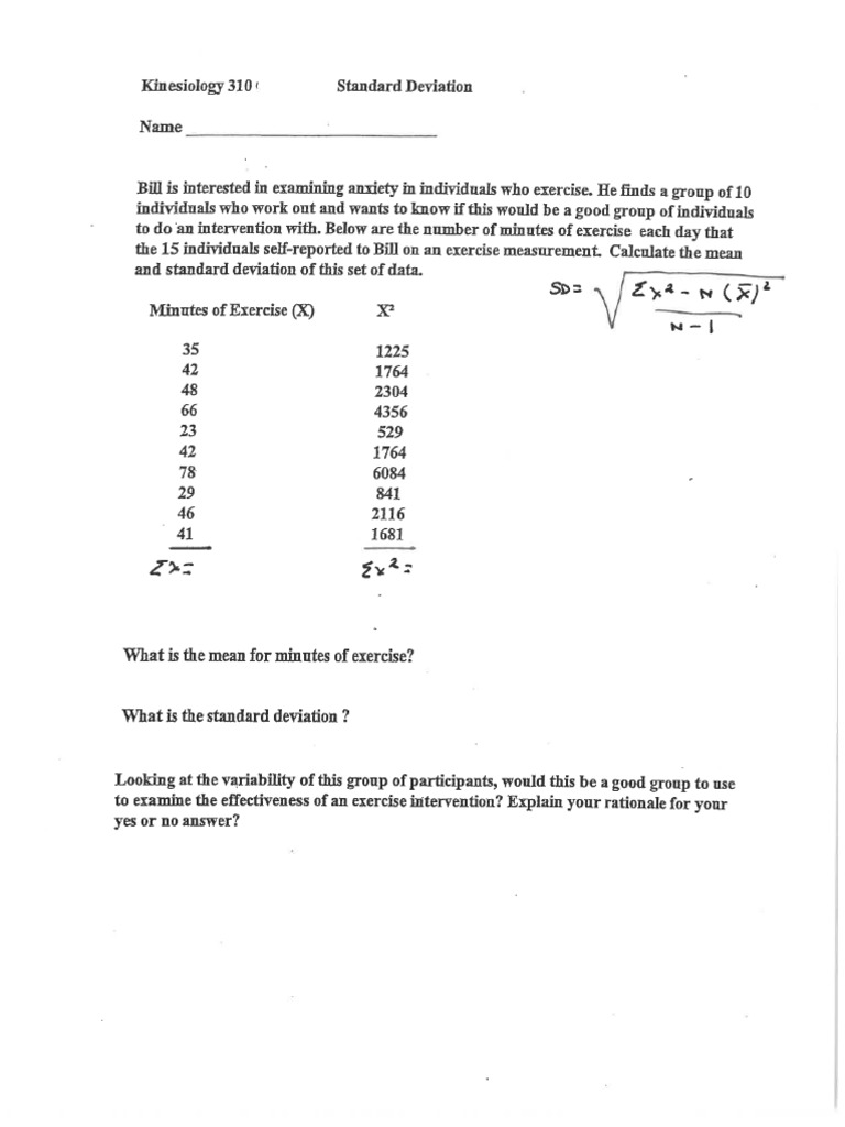 Standard Deviation Sheet | PDF