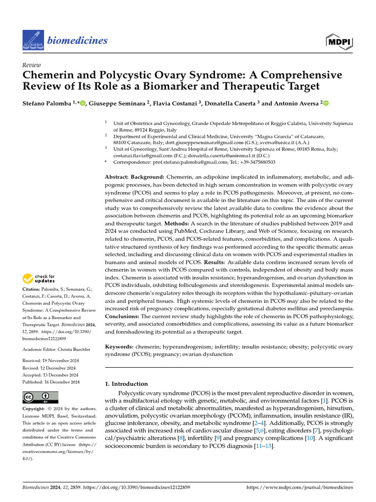 Biomedicines 12 02859 | PDF | Polycystic Ovary Syndrome | Adipose Tissue