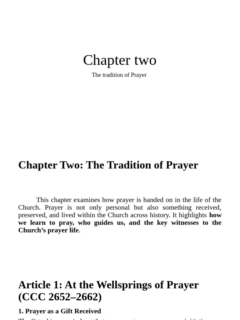 Chapter Two Tradition of Prayer | PDF | Prayer | Catholic Church