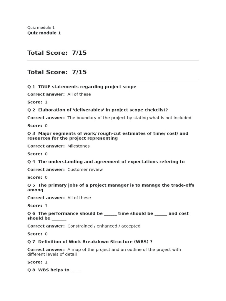 Quiz Module 1 | PDF
