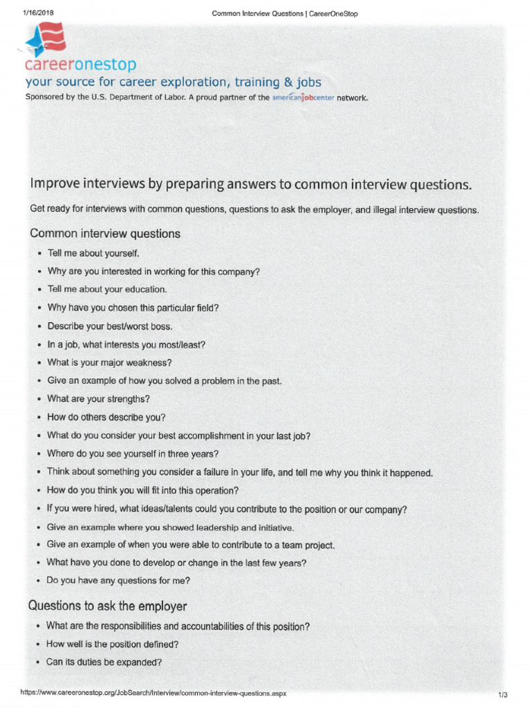Common Interview Questions | PDF
