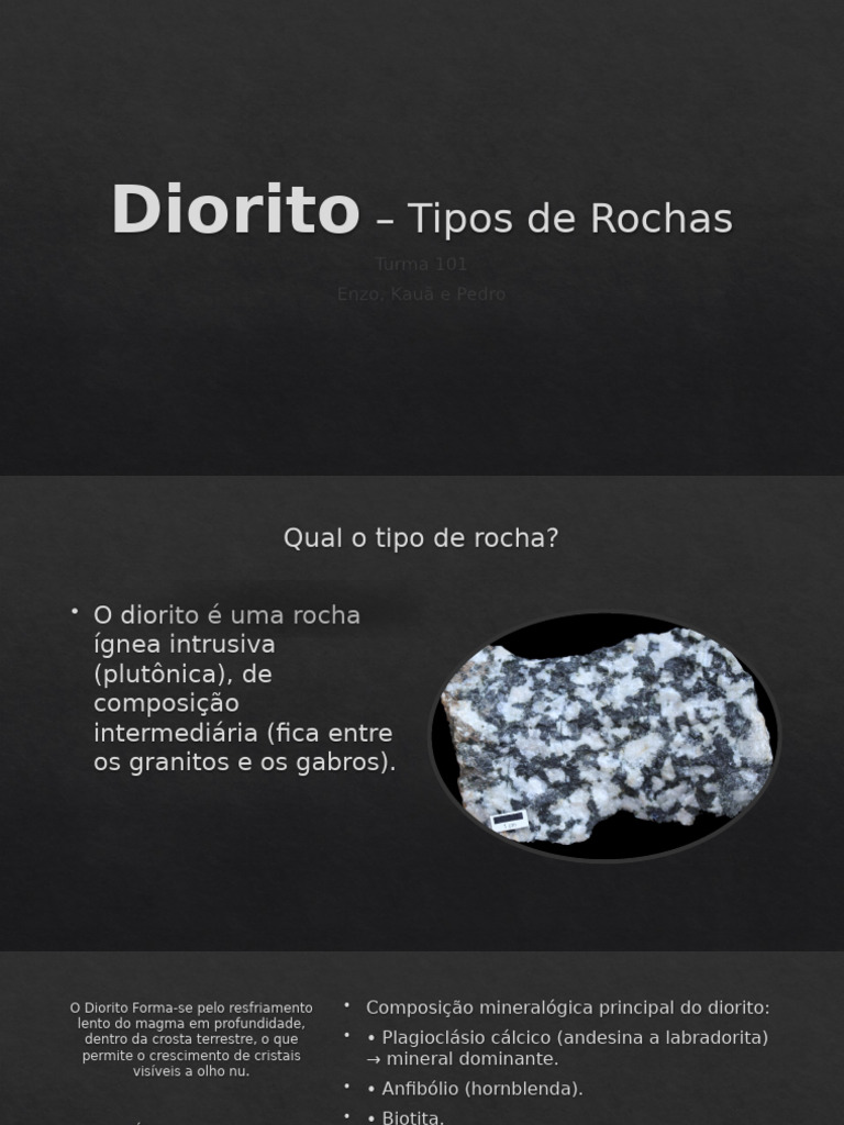 Diorito - Tipos de Rochas | PDF | Granito | Rocha ígnea