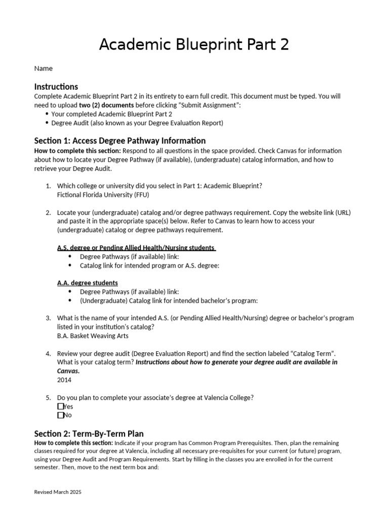 Example Academic Blueprint Part 2 | PDF | Course Credit | Higher Education