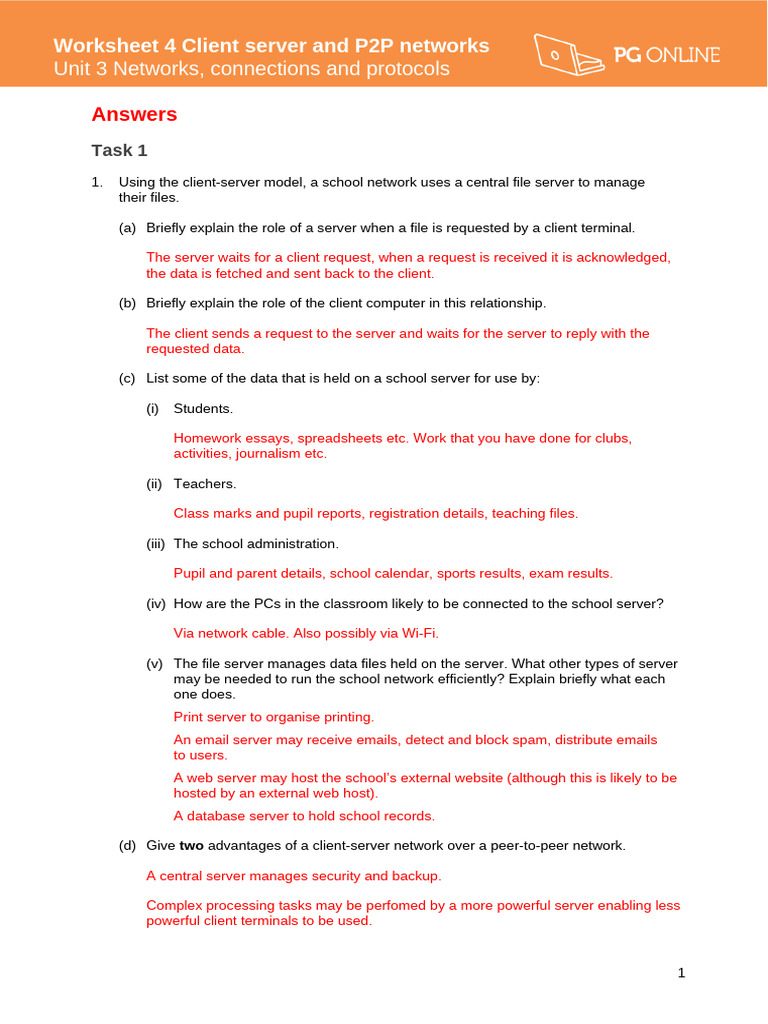 T4 Worksheet 4 Answers | PDF | Client–Server Model | World Wide Web