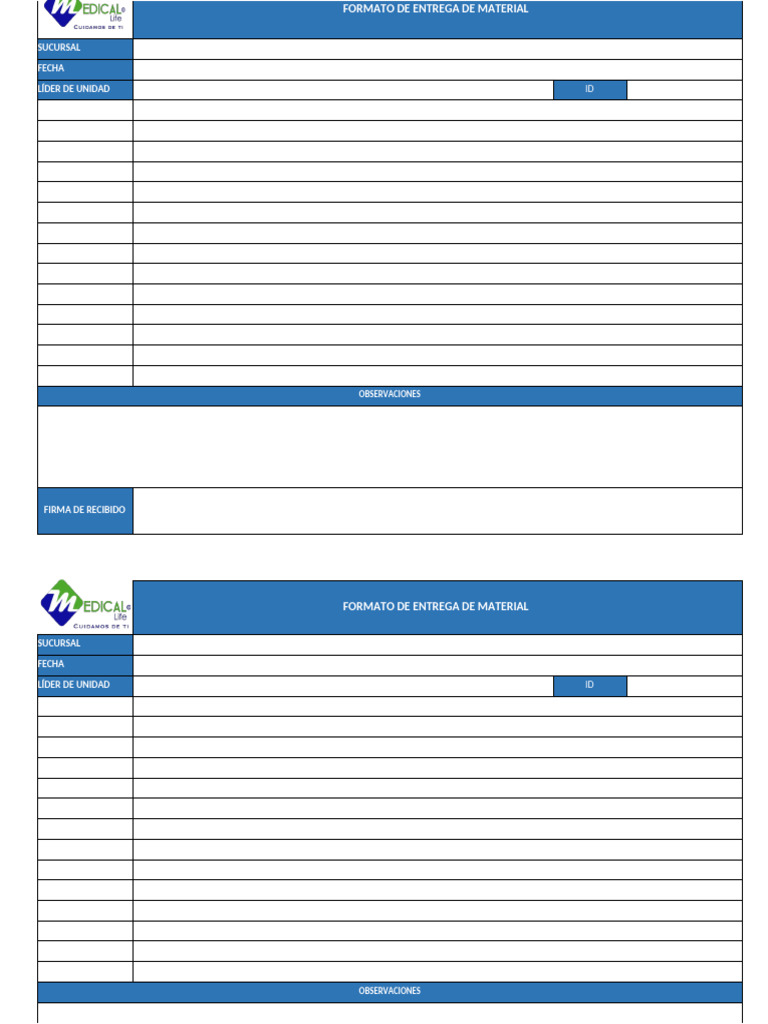 Formatos de Entrega y Control de Material | PDF
