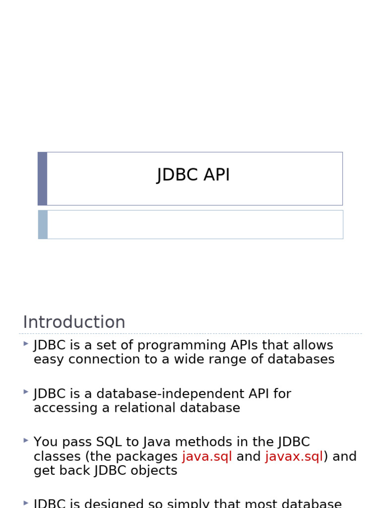 Jdbc Presentation | PDF | Computing | Software Development