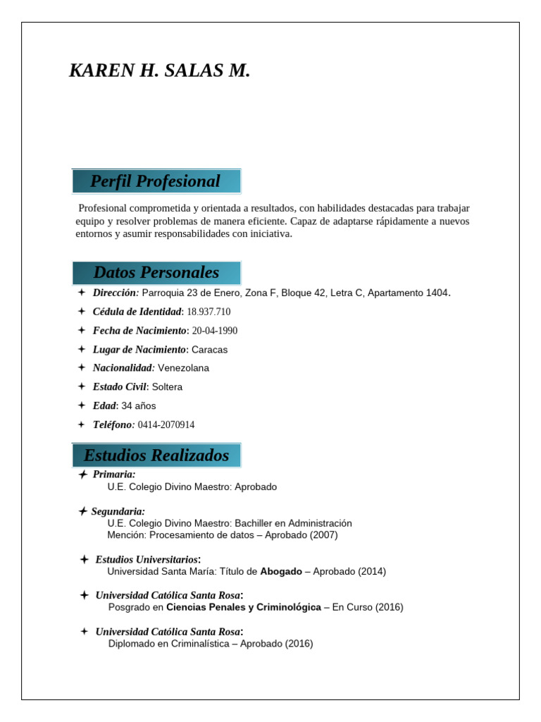 Curriculum Karen Salas 2 | PDF