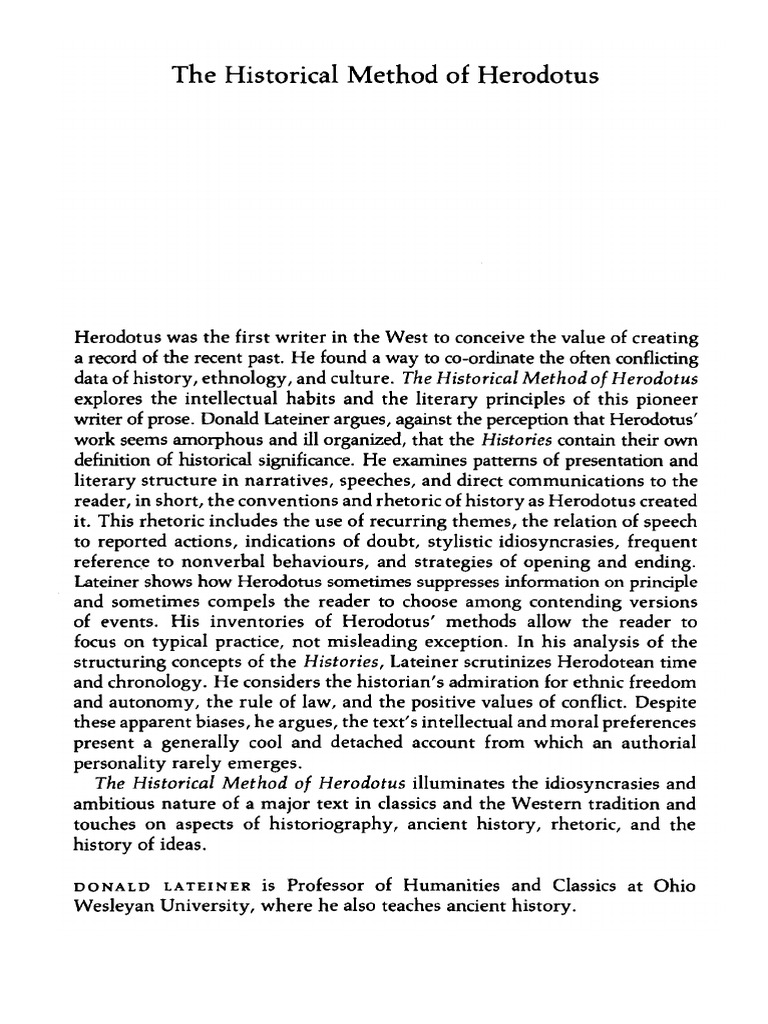 The Historical Method of Herodotus 9781442675773 1442675772 Compress ...