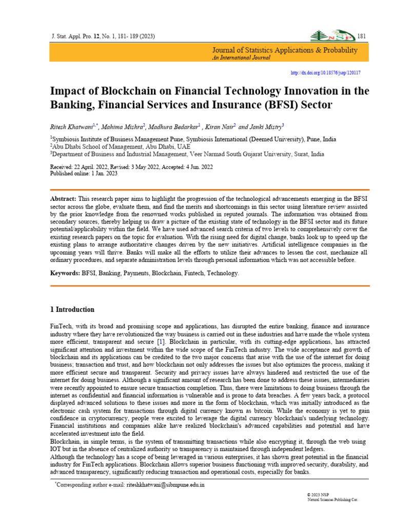 Impact of Blockchain On Financial Technology Innovation in The Ba | PDF ...